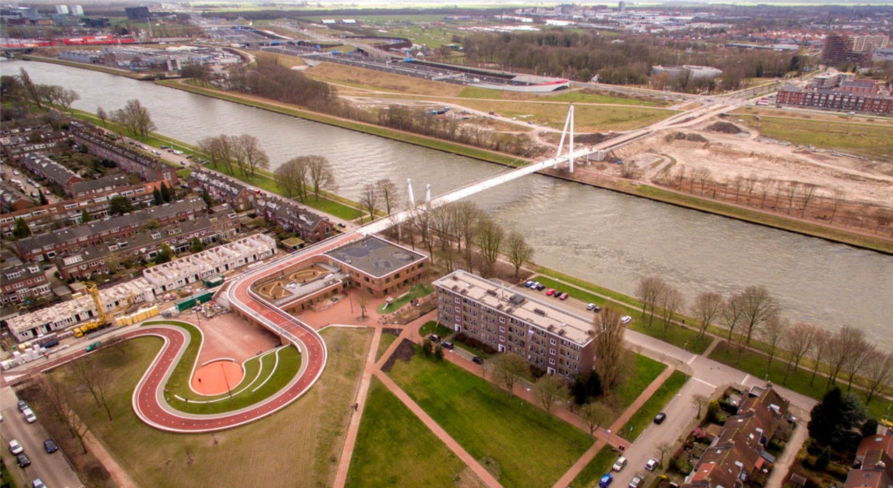 The Netherlands is home to a bike path that stretches over a school's ...