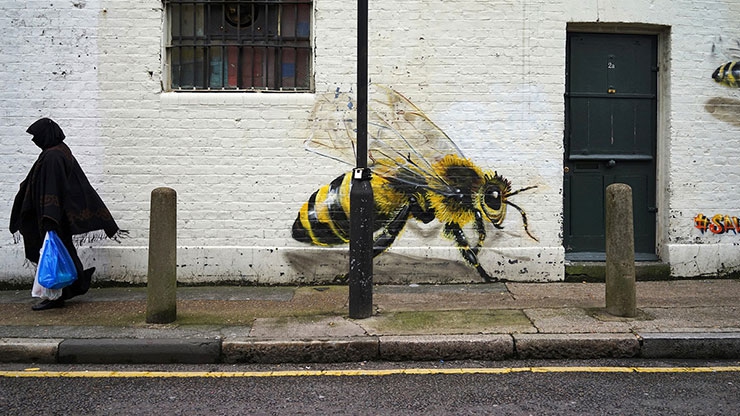 Honeybees invade the walls of London thanks to artist Louis Masai ...